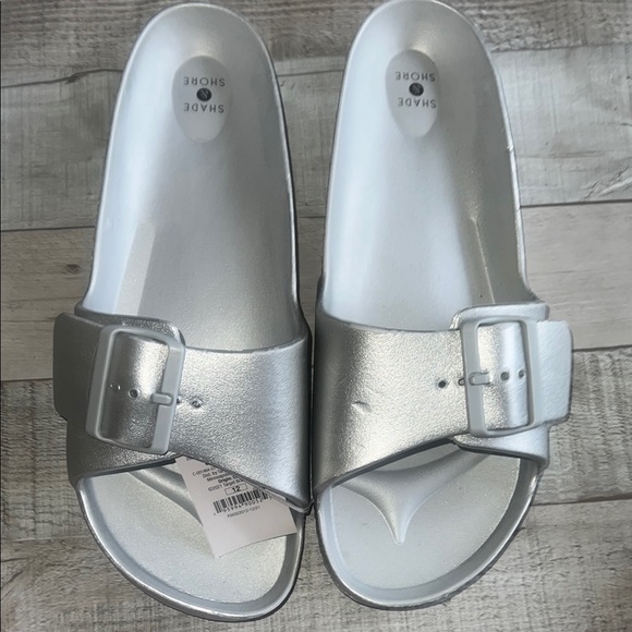 Shade & Shore | Shoes | Shade Shore Silver Slide Sandals | Poshmark